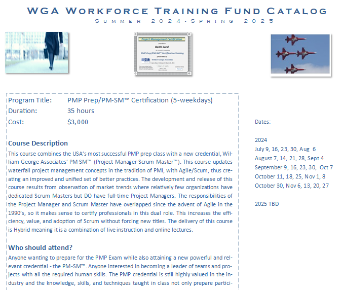 WGA Workforce Training Fund – William George Associates